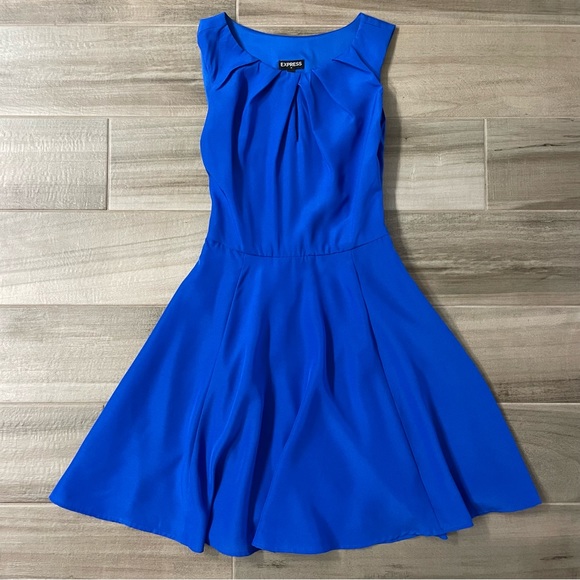 Express | Dresses | Express Royal Blue Keyhole Neck Skater Dress | Poshmark